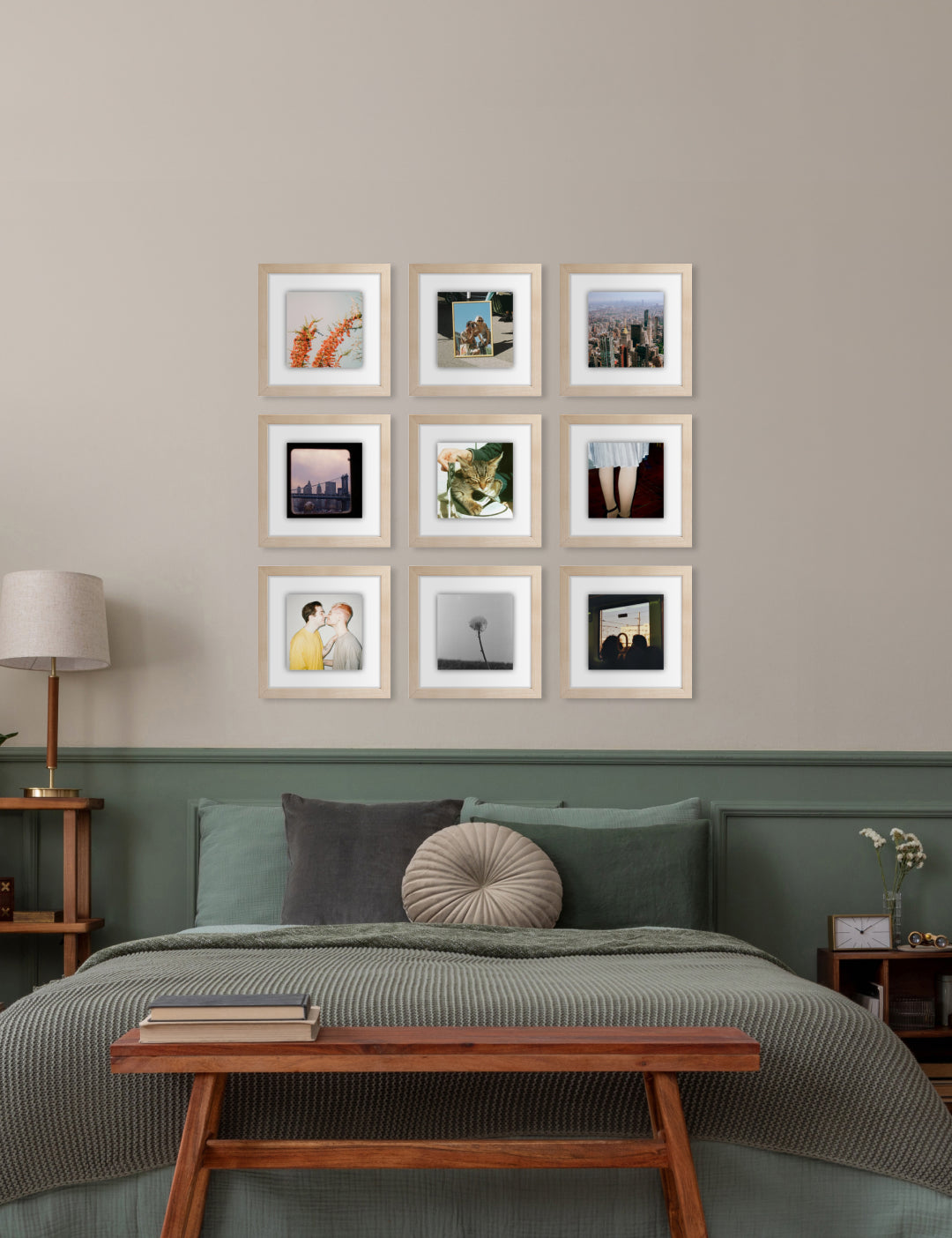 Natural Wood Vertical Grid - Full Photo Gallery Wall Set - by Bobby Berk – Frameology