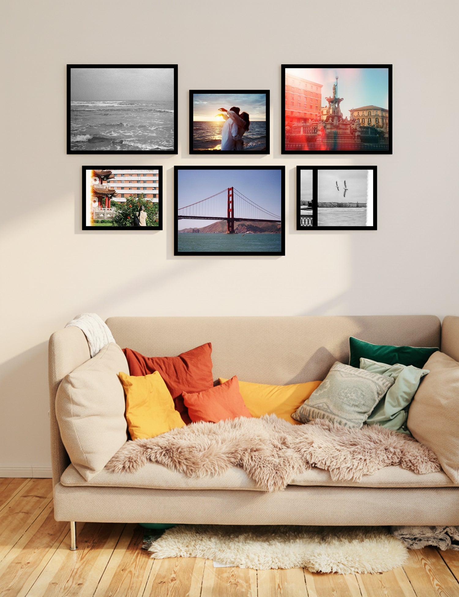 The Classic Offset Grid Gallery Wall - 6 x Black Frame Set - by Bobby ...