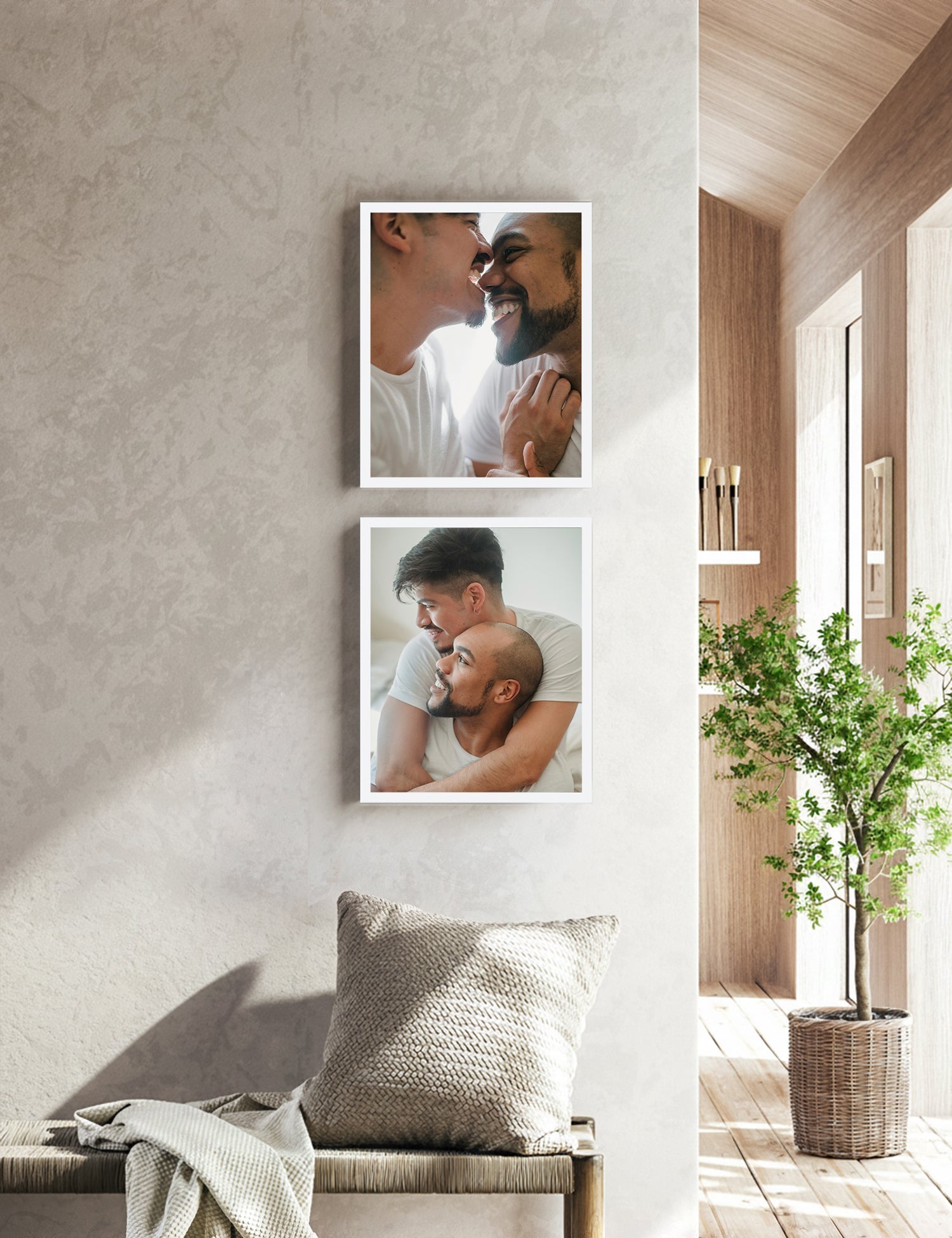 Classic Stack II Gallery | Two white frame set designed by Bobby Berk ...