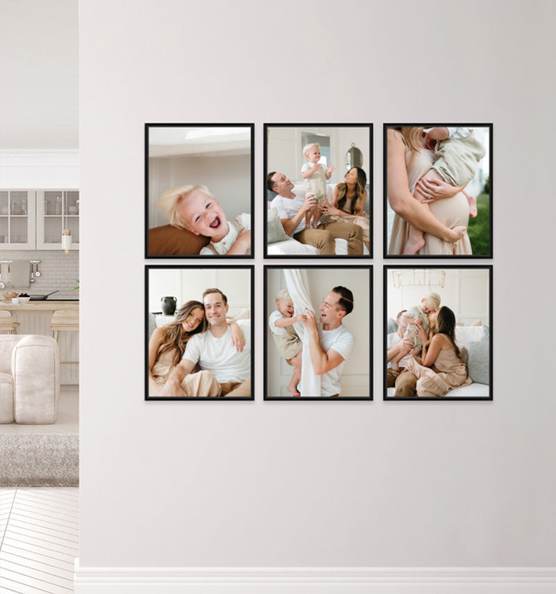 Medium six canvas - Black framed photo gallery wall – Frameology